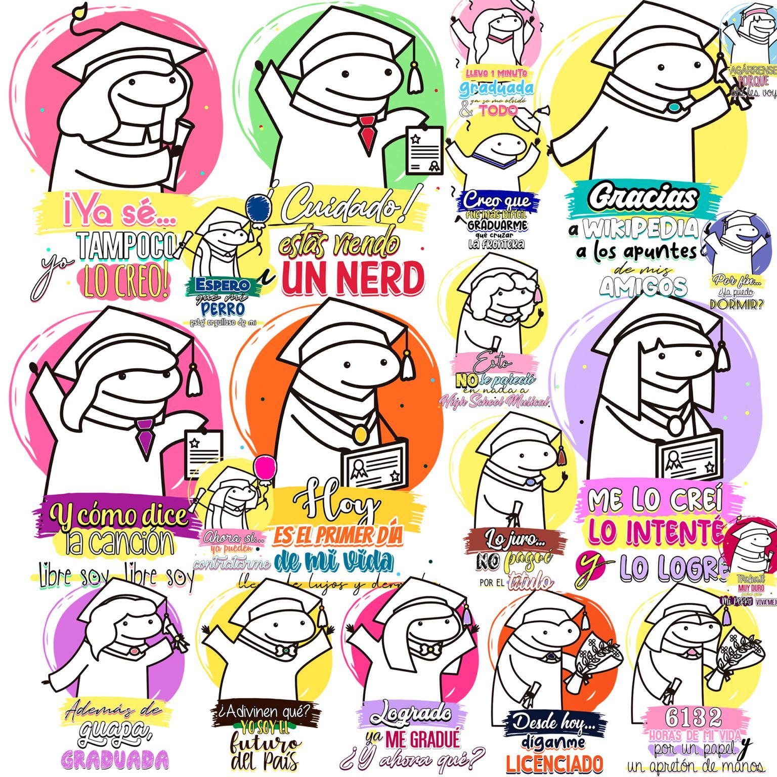 37 Diseños Graduaciones-Flork Vectores – PLANTILLAS PARA SUBLIMAR